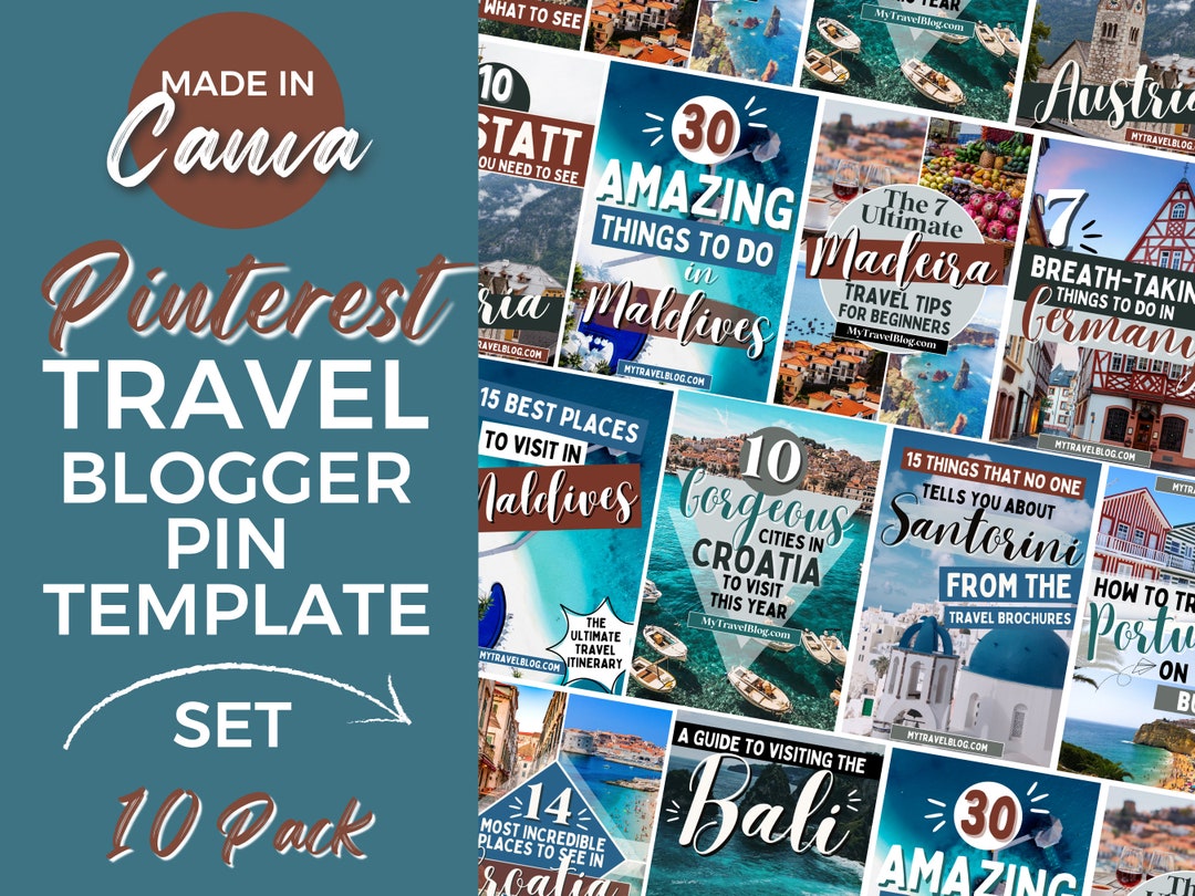 10 Travel Templates, Pinterest Templates, Pinterest Pin Templates ...