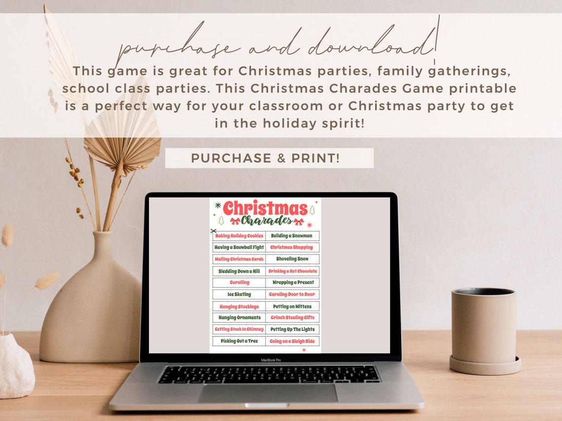Christmas Charades Game Printable, Printable Christmas Game, Christmas ...