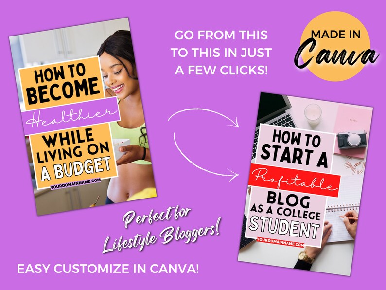 Pinterest Pin Templates: Blog & Lifestyle Canva Designs (10 Pack) - Etsy