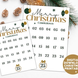 Festive Christmas Countdown Printable (PDF) - Etsy