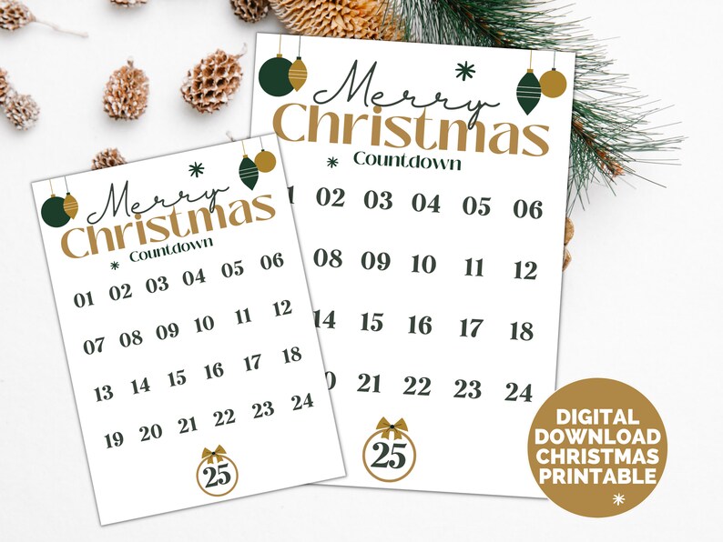 Festive Christmas Countdown Printable (PDF) - Etsy