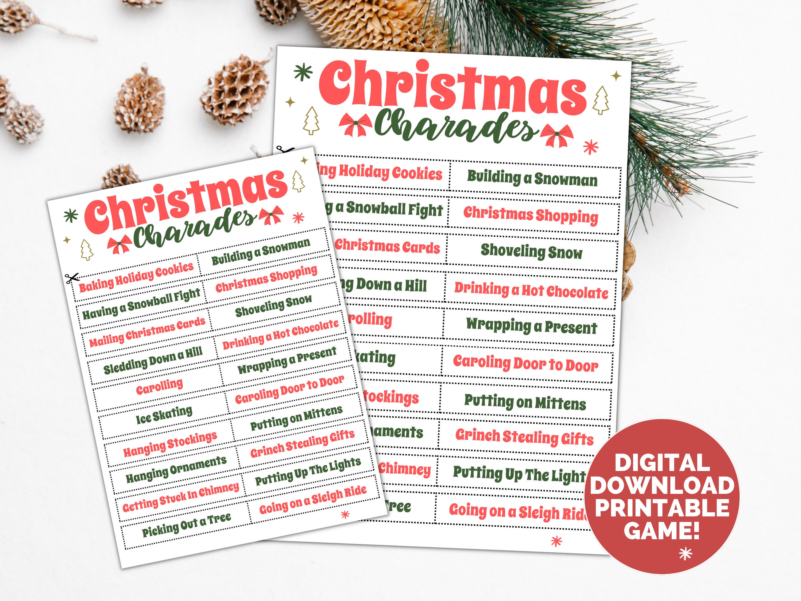 Christmas Charades Game Printable, Printable Christmas Game, Christmas ...