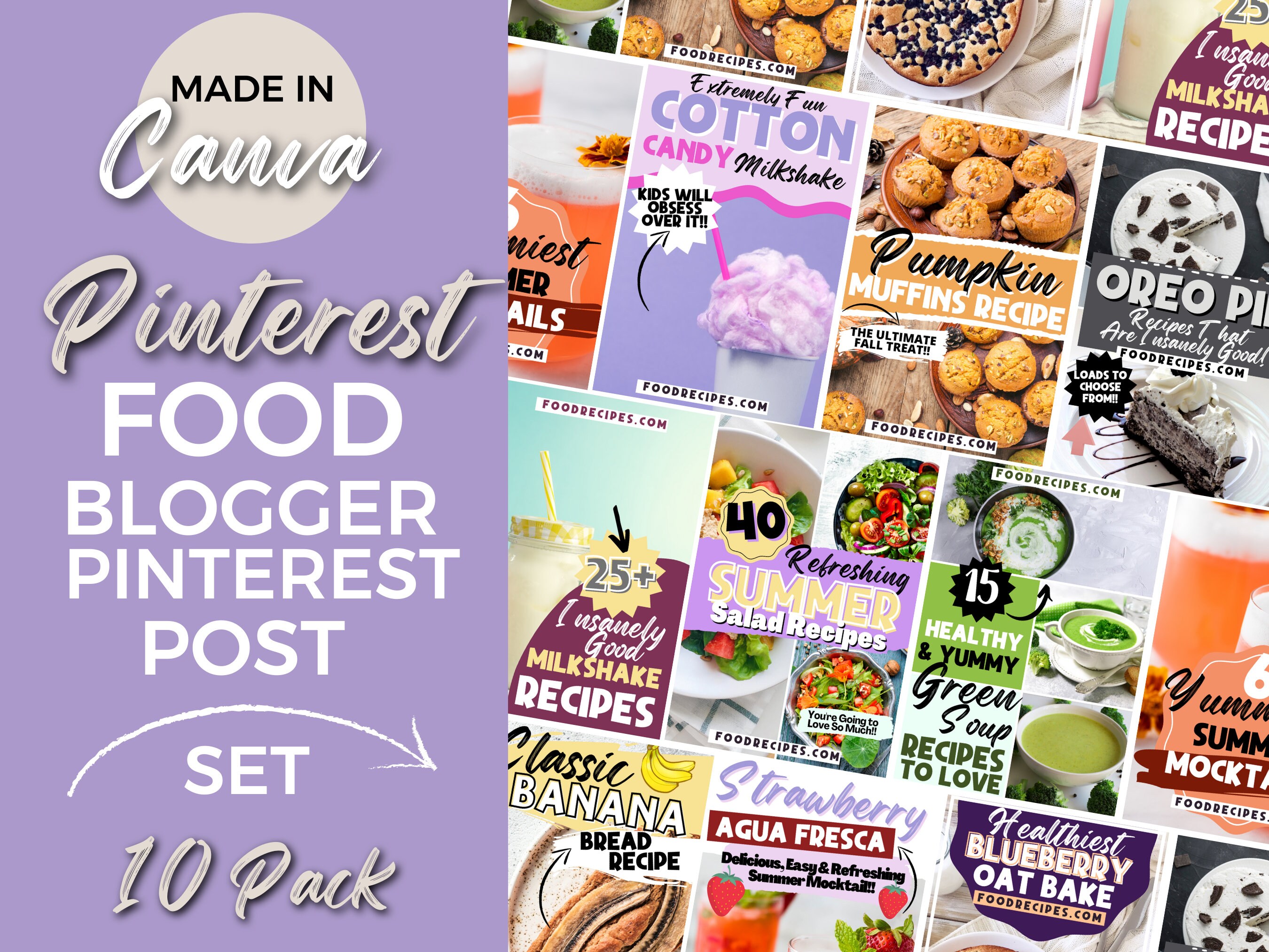 10 Pinterest Templates, Pinterest Pins, Template Canva, Bold Pinterest ...