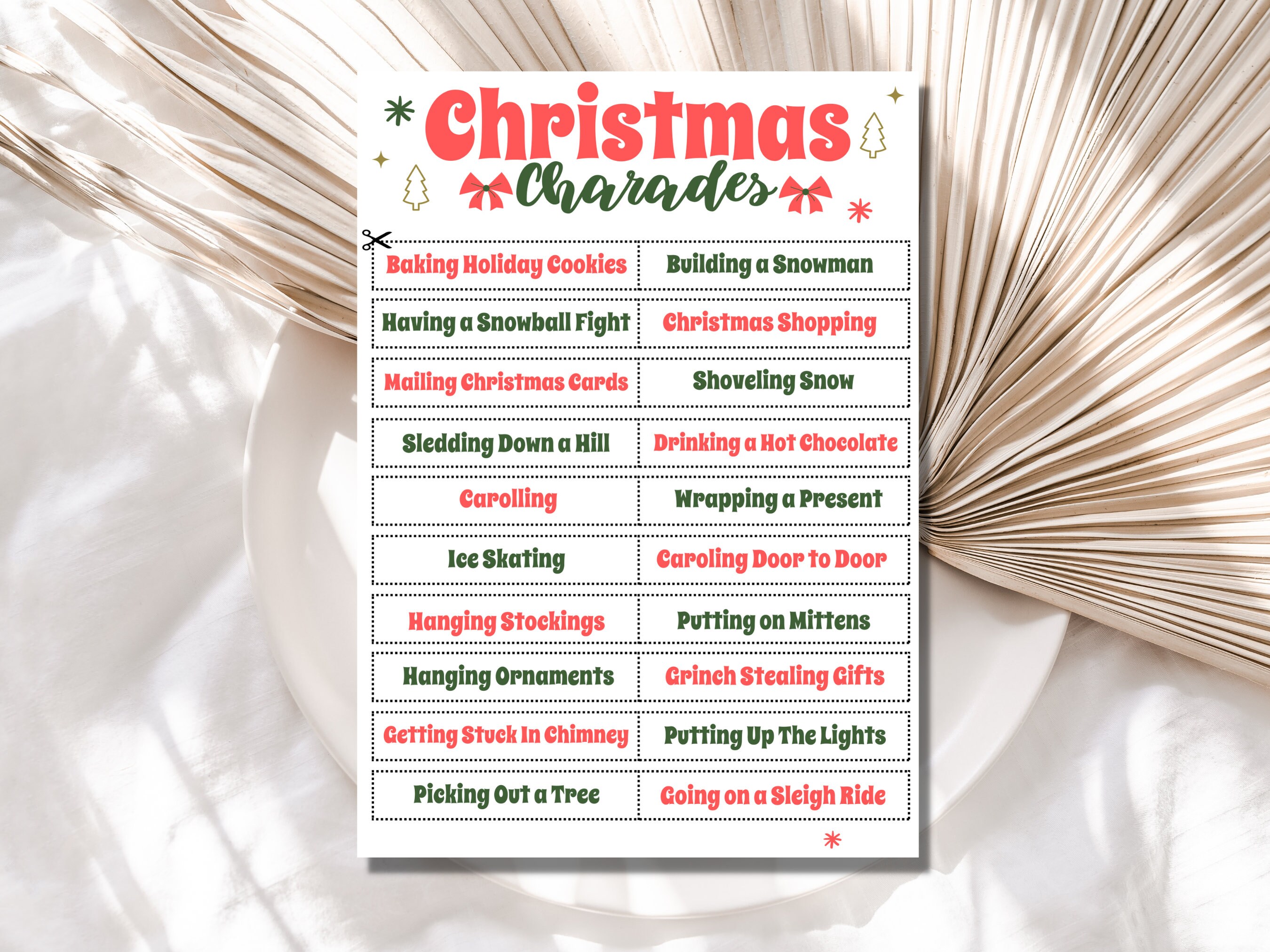 Christmas Charades Game Printable, Printable Christmas Game, Christmas ...