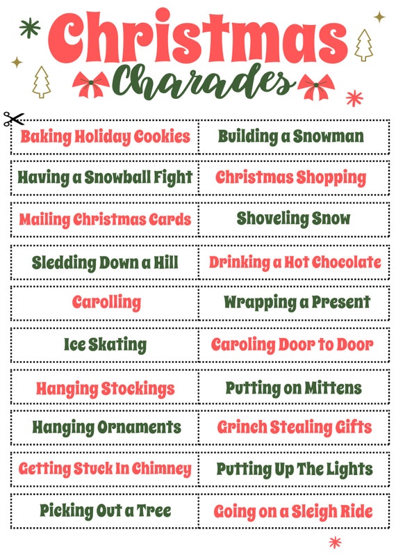 Christmas Charades Words Christmas Charades Game | Free, Fun Printable