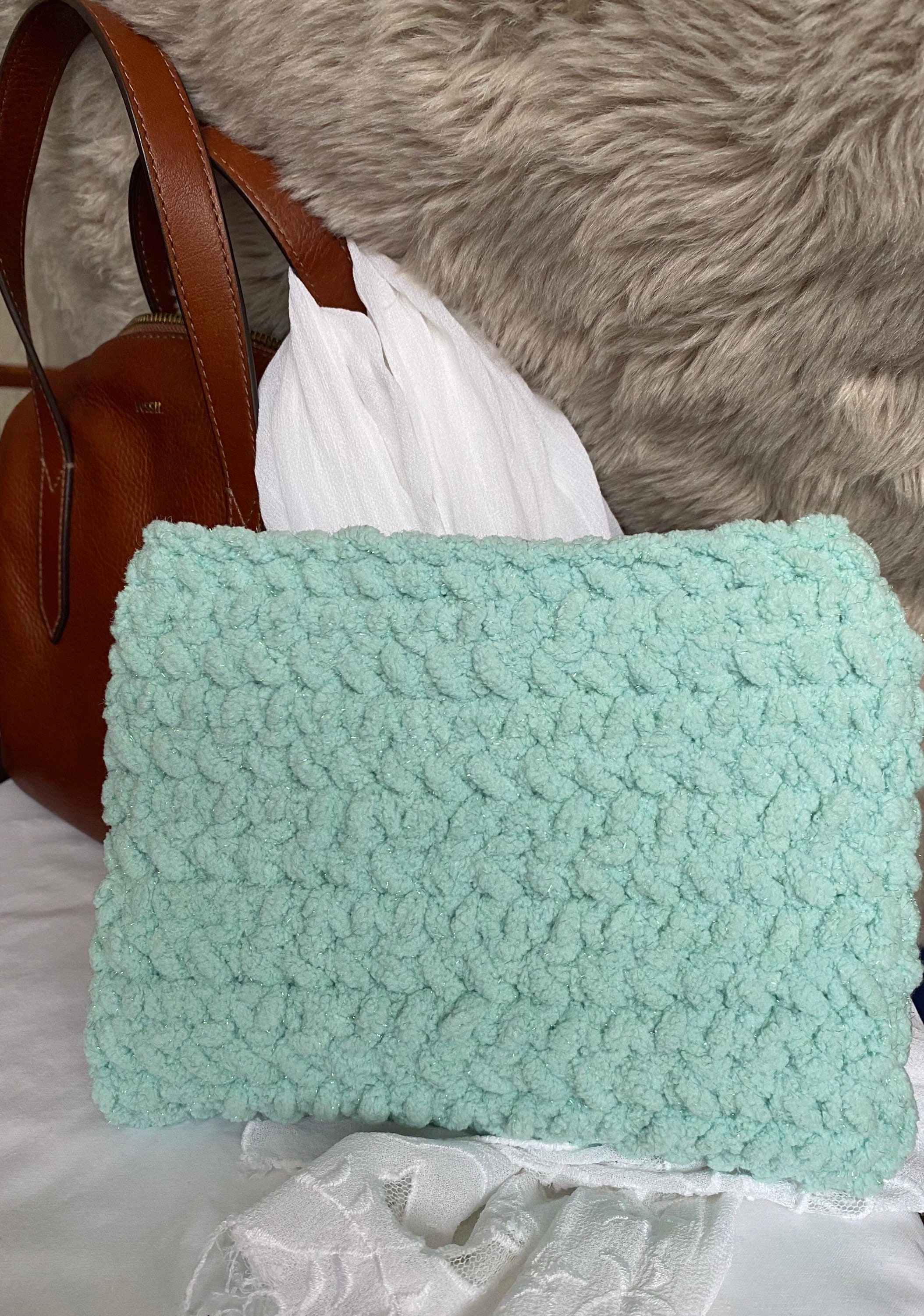 Mint Green Crocheted Personal Size Sparkly Planner Pouch - Etsy