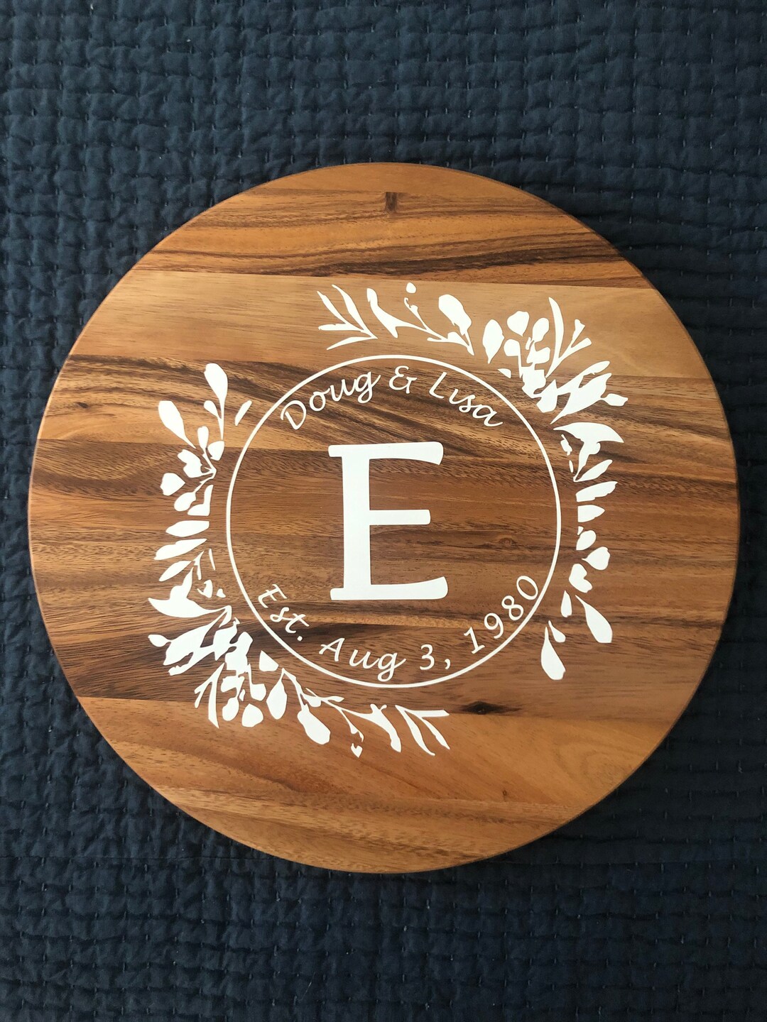 Personalized Lazy Susan | Wooden Custom Turntable With Names and ...
