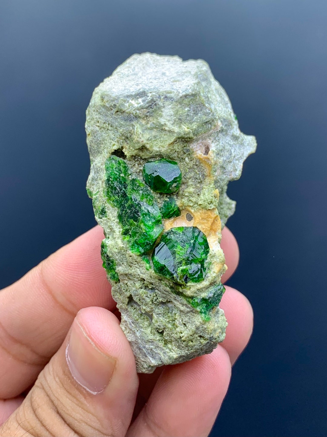 Natural Rare Green Demantoid Garnet Crystals Specimen on Matrix ...