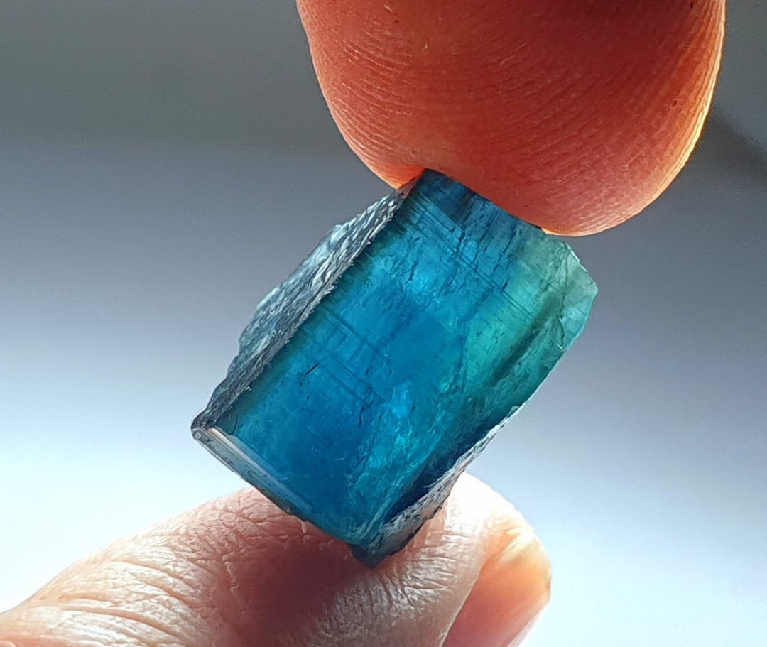 Tourmaline Crystal Rough Slice Shape for Faceting Bi Color Indicolite ...