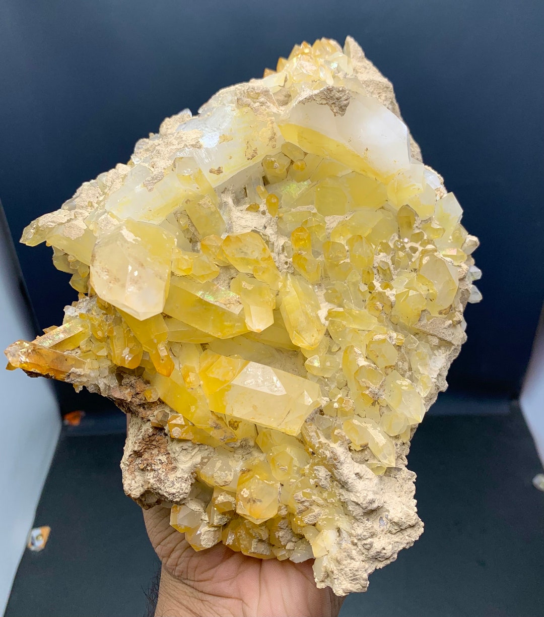 Natural Big Huge Rainbow Quartz Crystals Bunch Complete Display ...