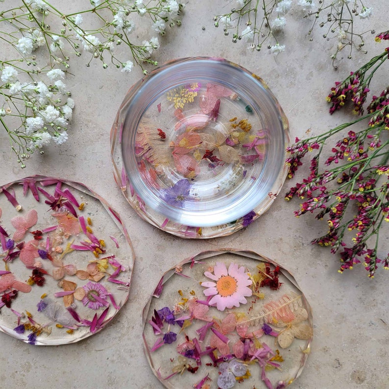 Bella Resin summer Flowers Diamond Coaster Set | Etsy