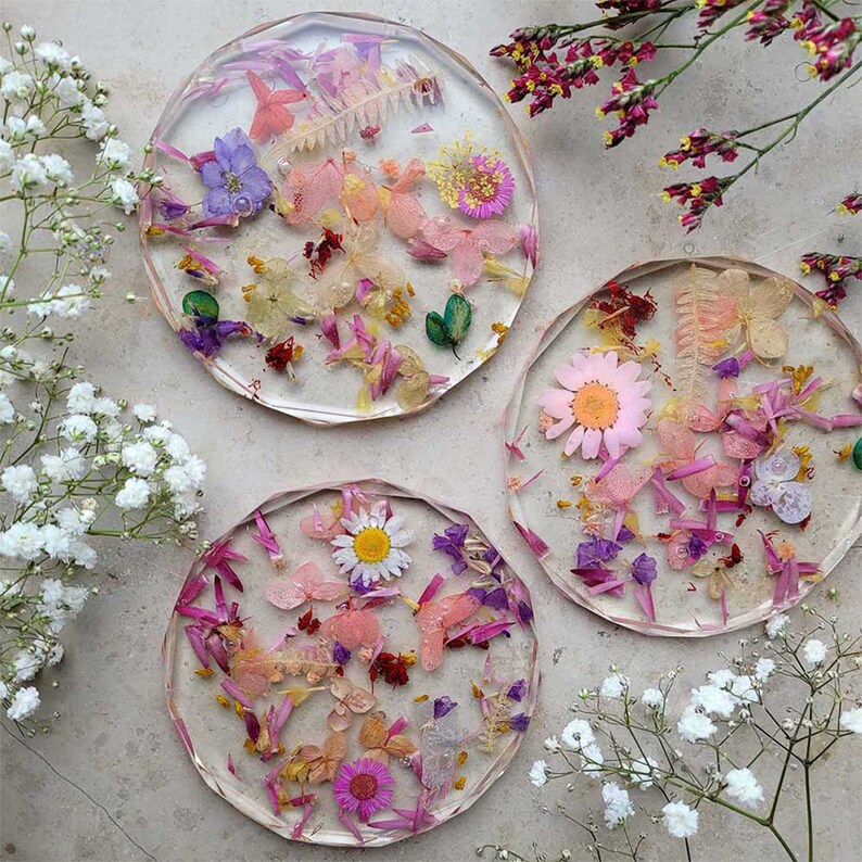 Bella Resin summer Flowers Diamond Coaster Set | Etsy