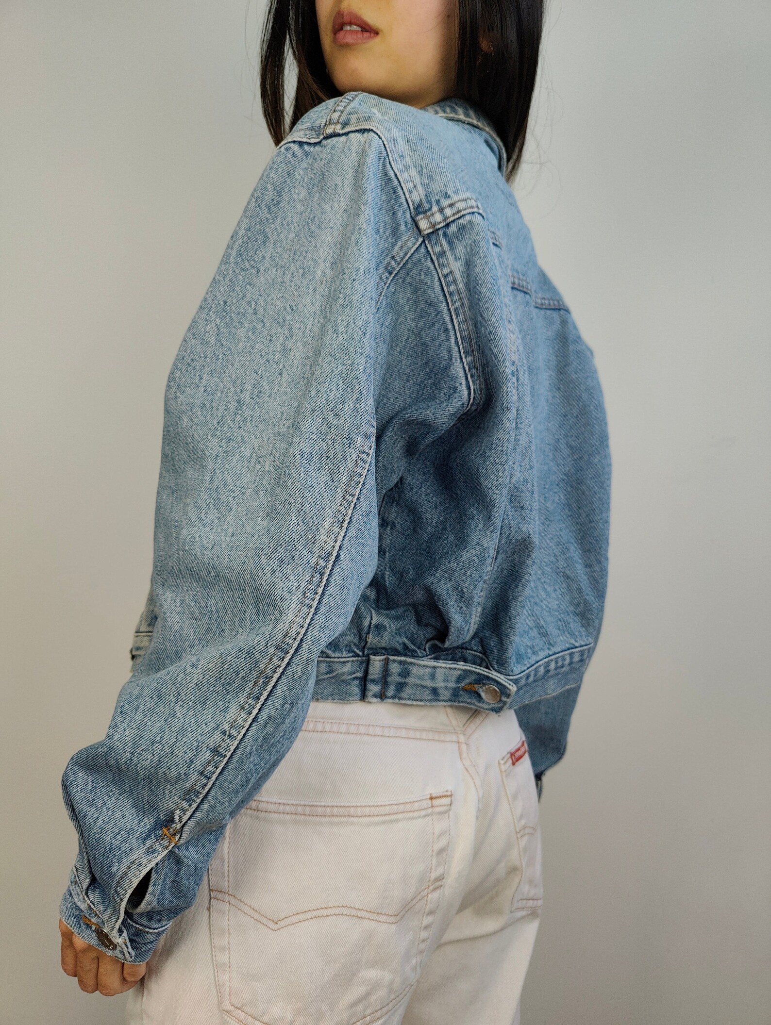 The Checker Flower Embroidery Denim Jacket Vintage 80s Floral Checker ...