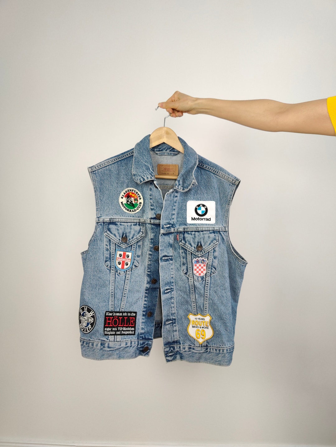 The Levi's Patches Blue Denim Sleeveless Vest Vintage - Etsy