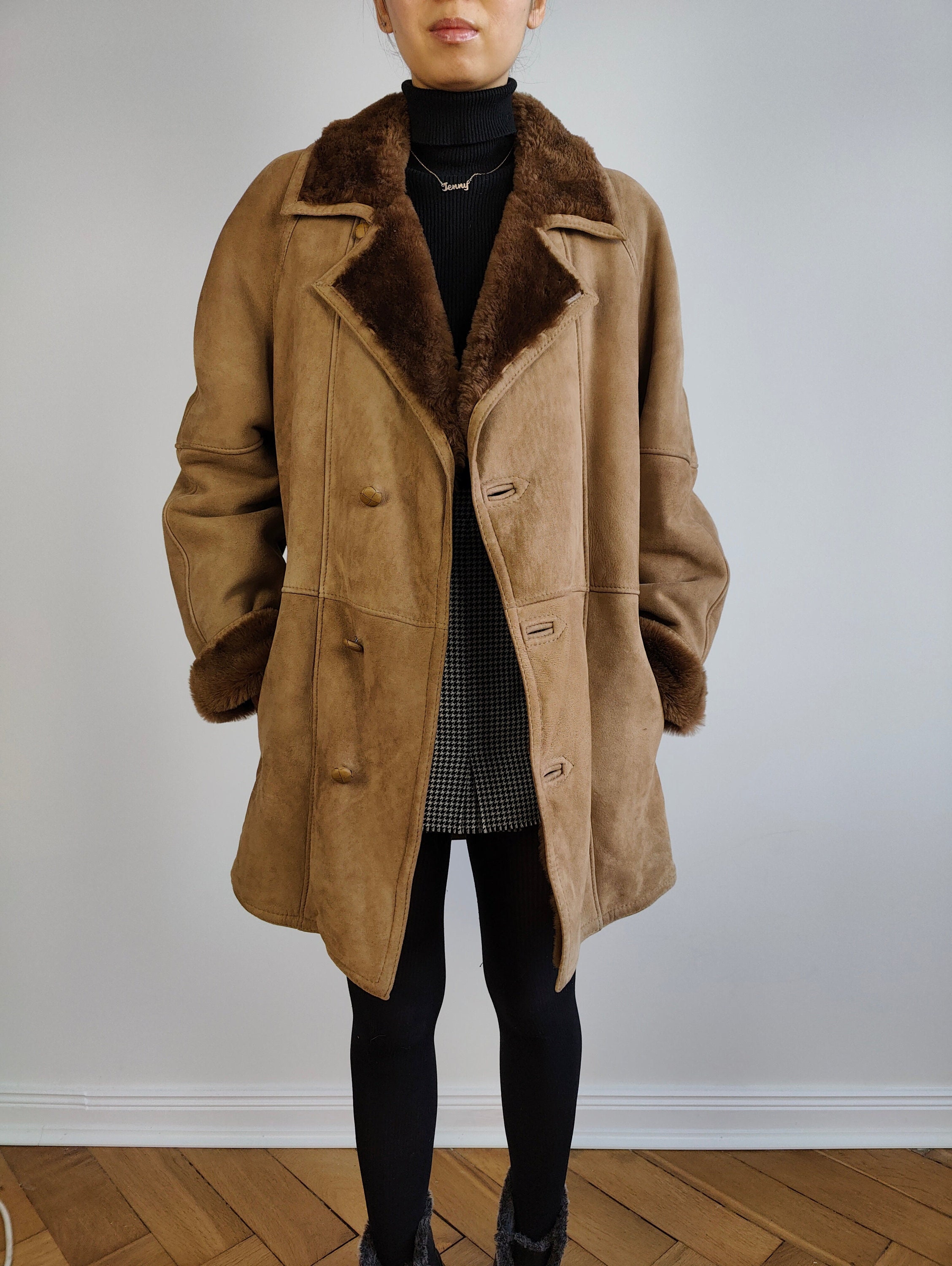 The Honey Brown Shearling Coat Vintage Real Leather - Etsy