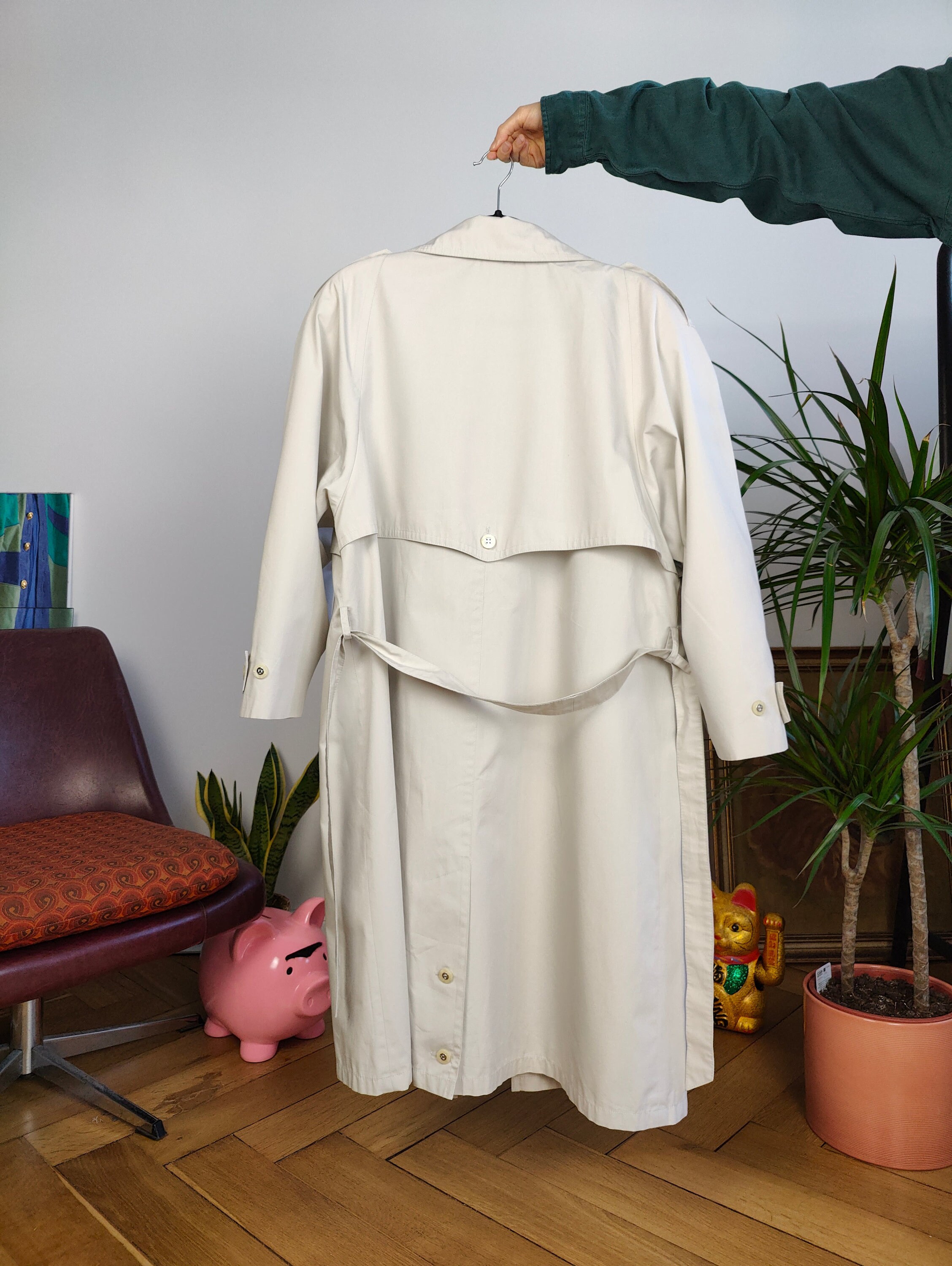 Vintage White Trench Coat Midi Long Spring Summer Women S-M - Etsy