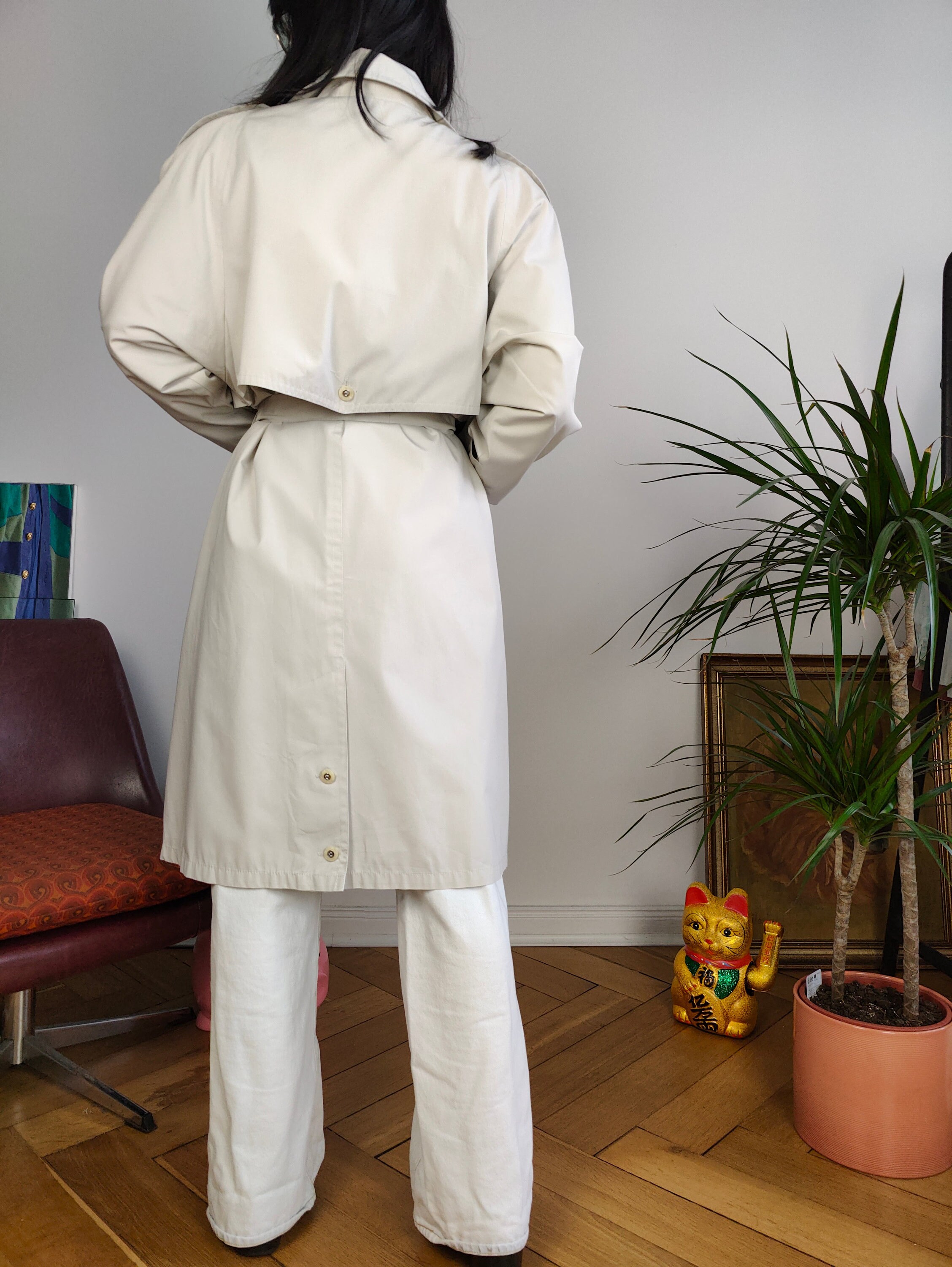 Vintage White Trench Coat Midi Long Spring Summer Women S-M - Etsy