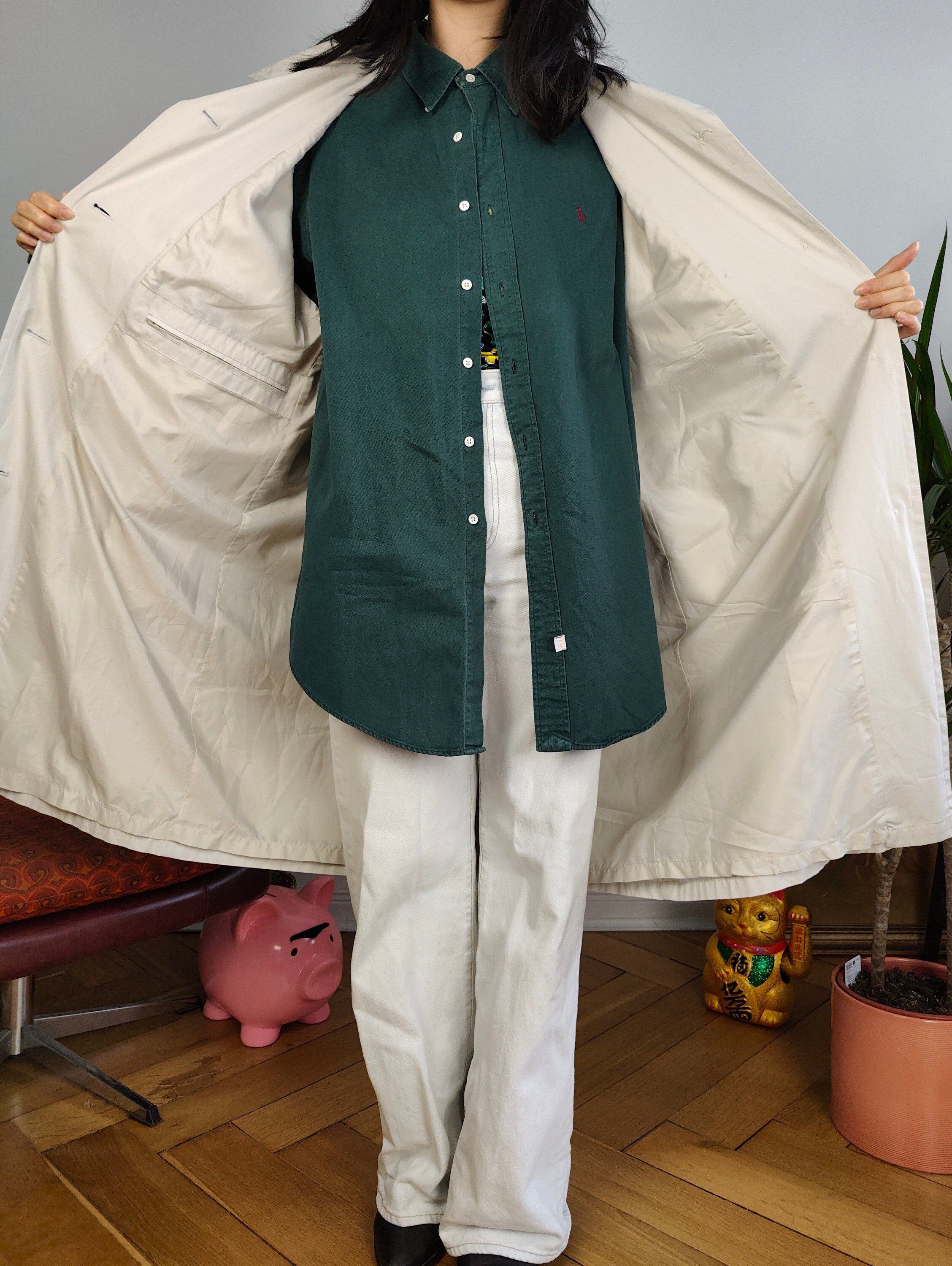 Vintage White Trench Coat Midi Long Spring Summer Women S-M - Etsy