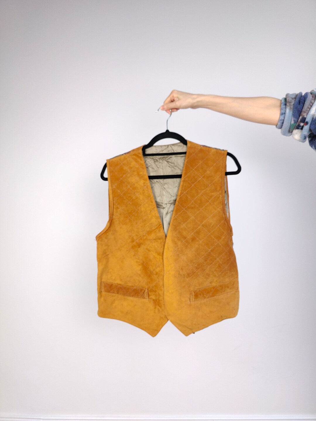 The Tan Leather Baroque Vest Vintage Brown Orange Baroque Pattern ...