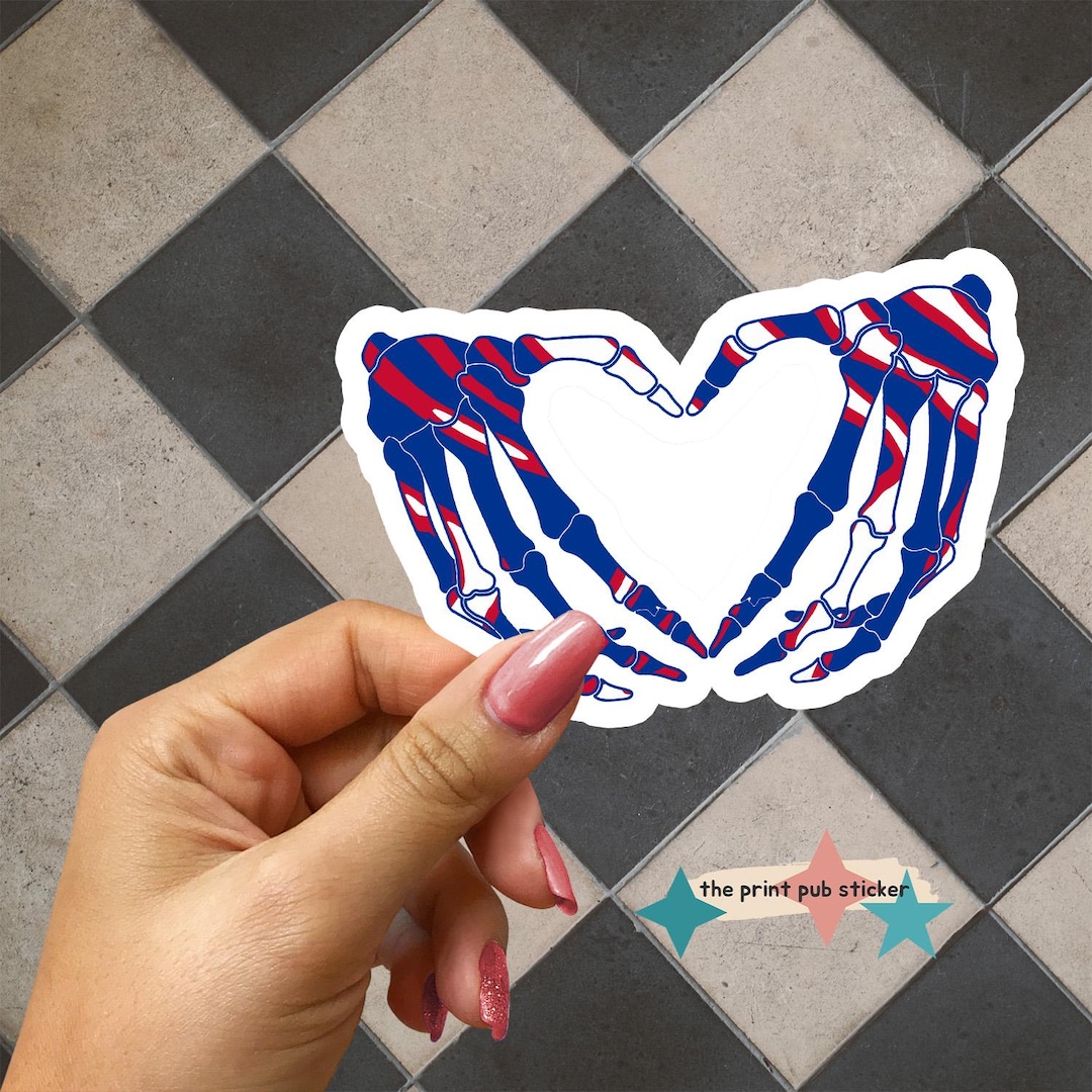 Buffalo Skeleton Heart Hands Vinyl Sticker | Holographic | Vintage ...