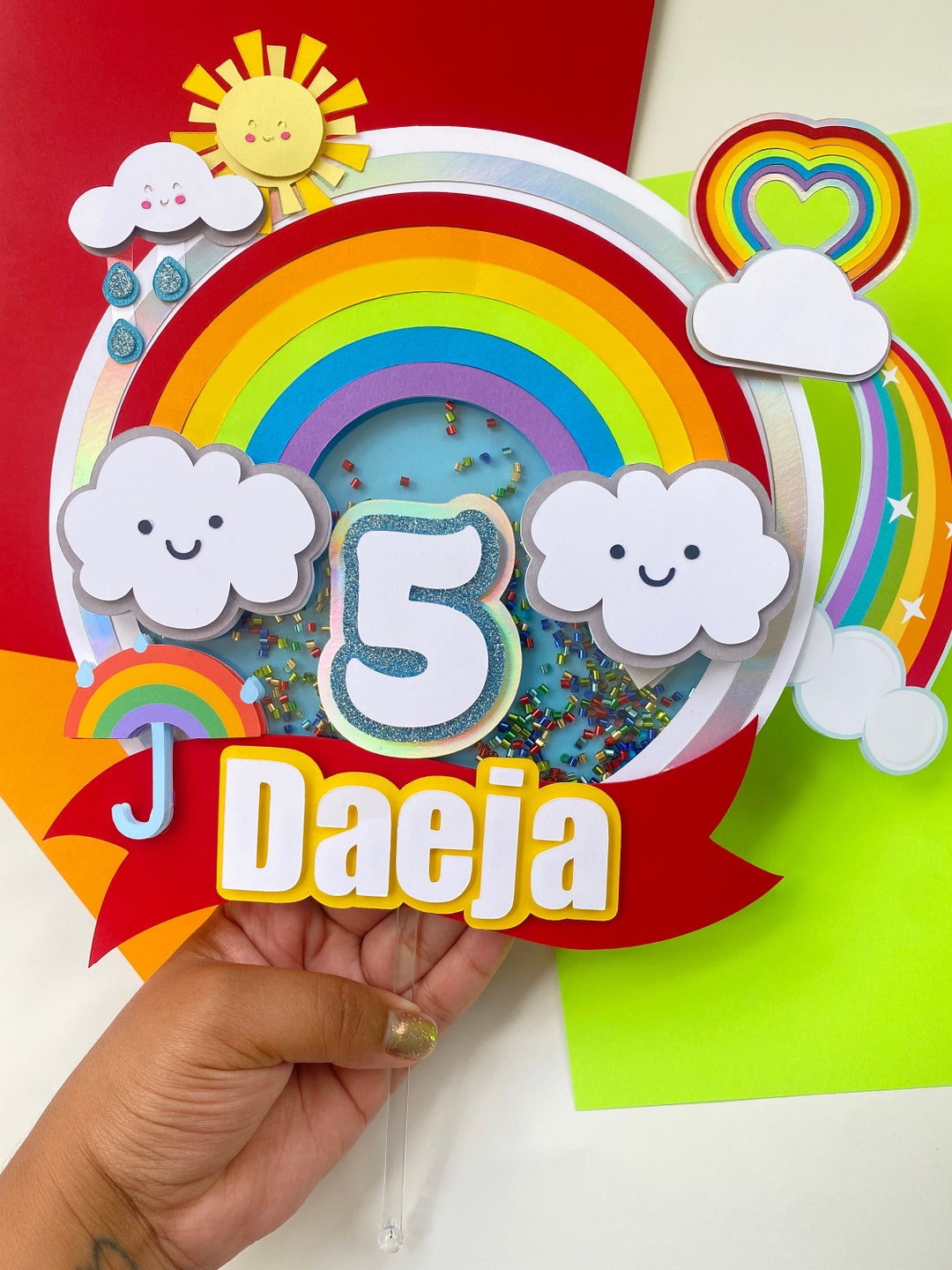 Rainbow Cake Topper Shaker | Arcoiris - Etsy