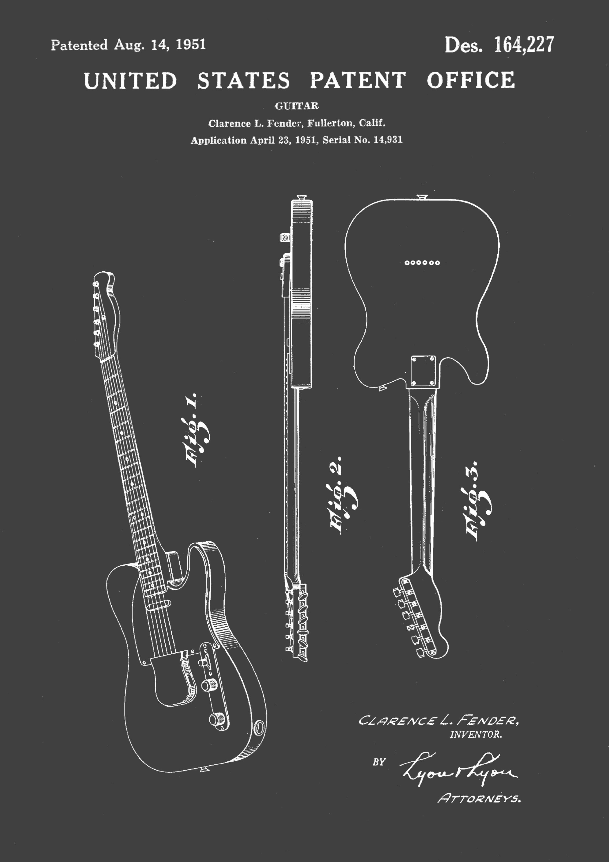 Patent Print - Fender / Guitar / Telecaster - Vintage Poster Wall Art ...