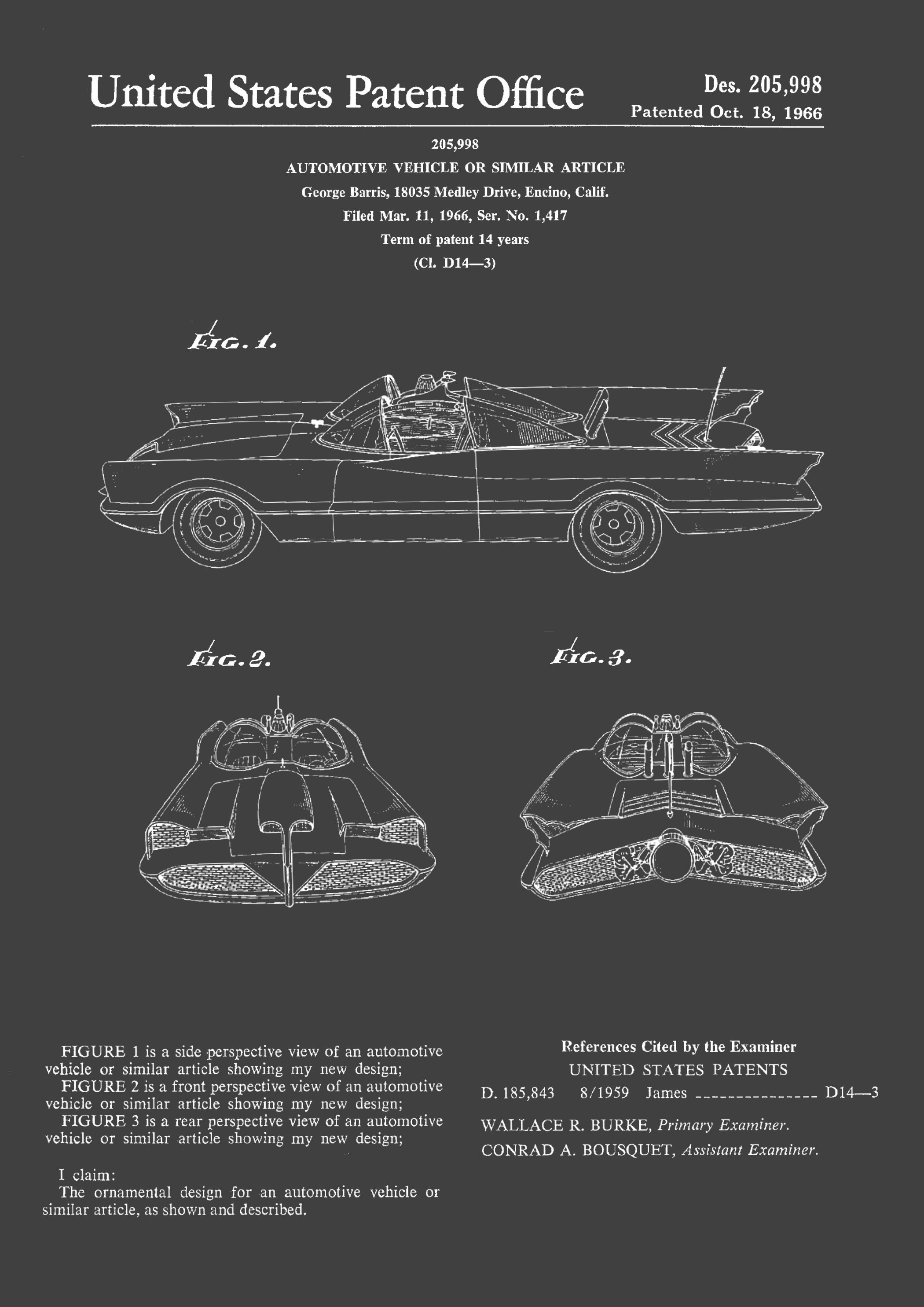 Patent Print Batman / TV Series / Batmobile / Car Vintage - Etsy