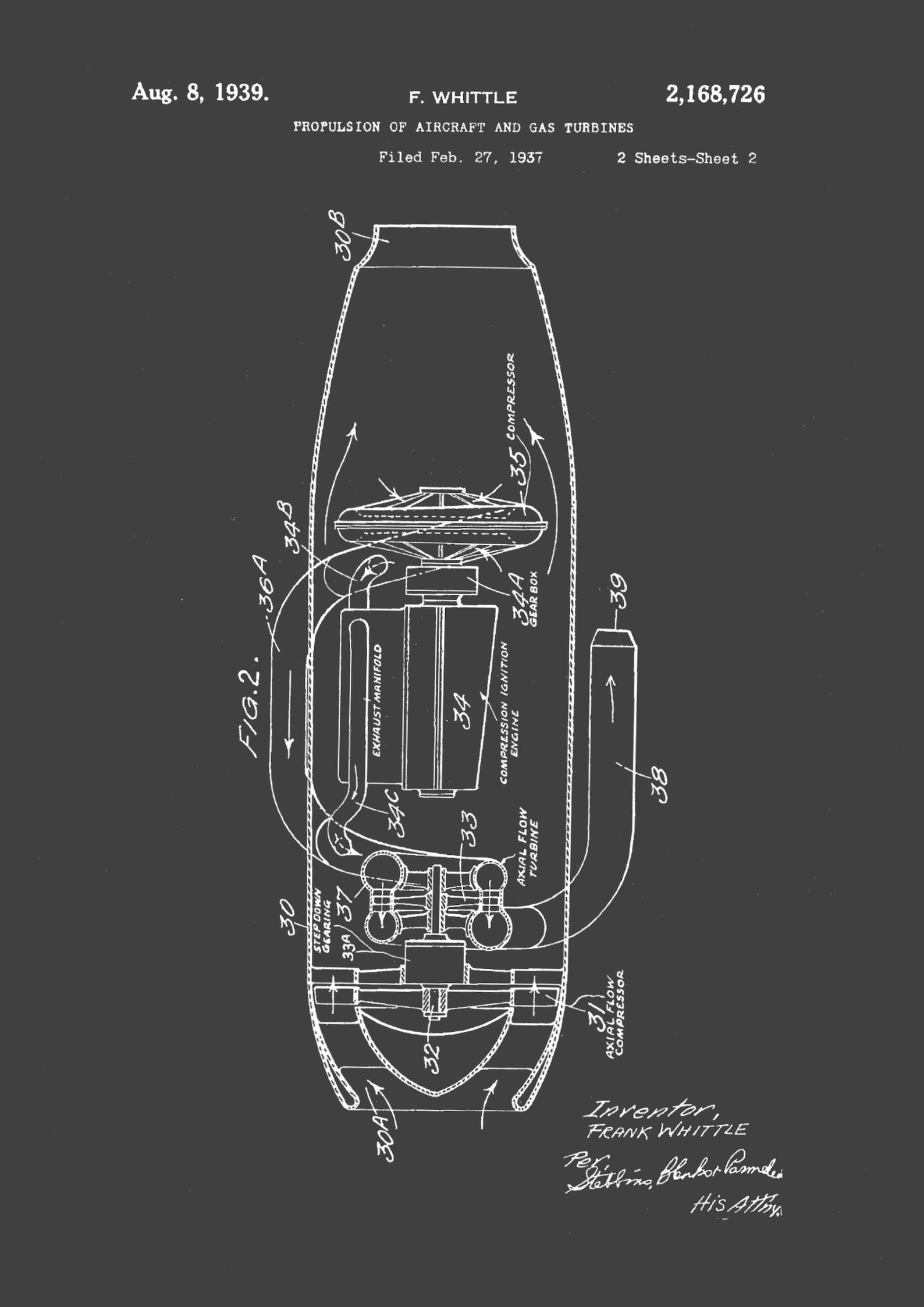 Patent Print - Jet Engine/frank Whittle - Vintage Poster Wall Art Gift ...