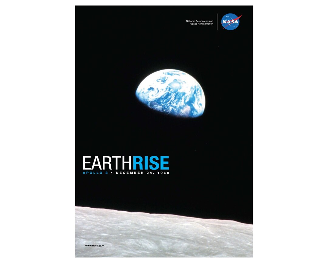 Space Poster Classic Photograph Earthrise Apollo 8 NASA A4 Wall Art - Etsy