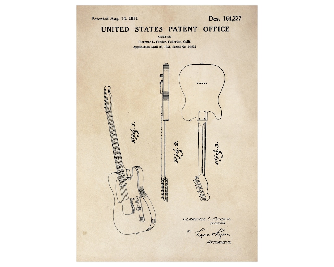 Patent Print - Fender / Guitar / Telecaster - Vintage Poster Wall Art ...