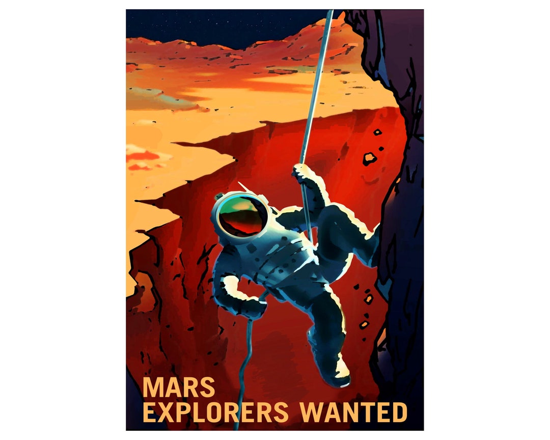 Space Poster - Mars Job Recruitment - Explorers Wanted - NASA - A4 Wall ...