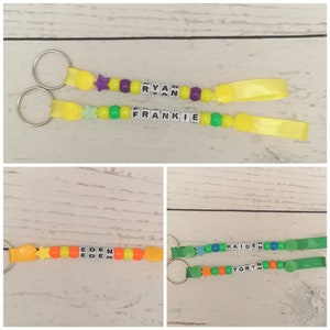 Beaded Name Keyring Personalised Keyring Letter Beads Teacher Gift ...