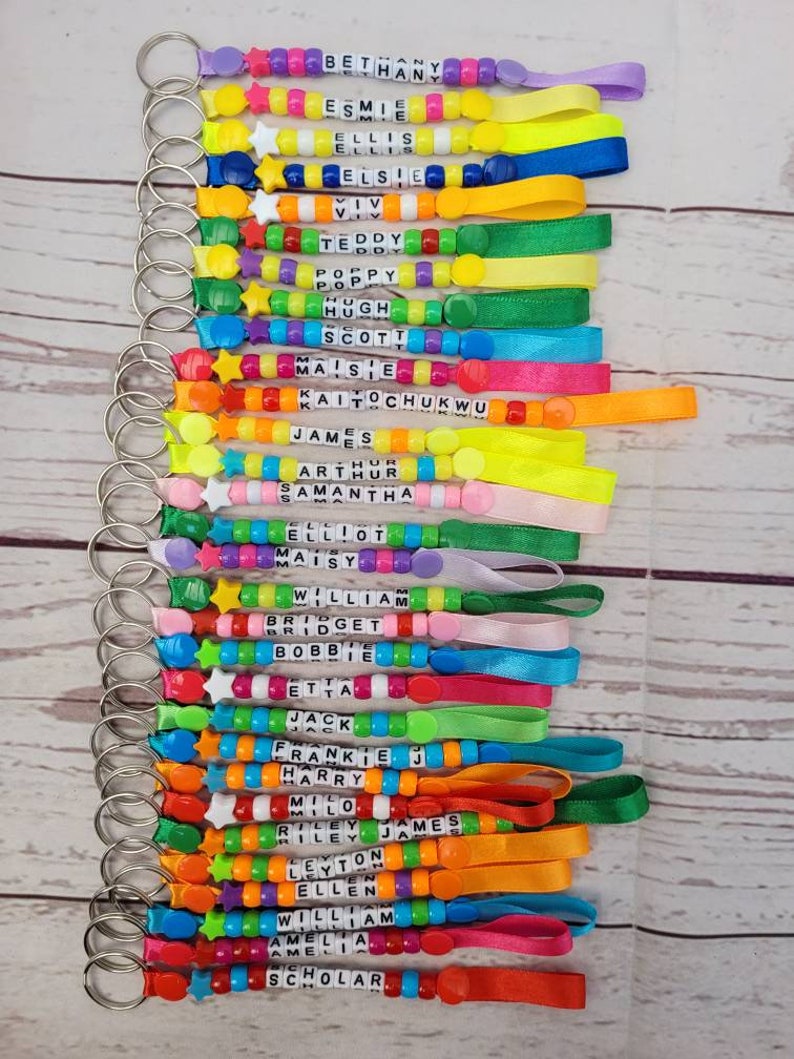 Beaded Name Keyring Personalised Keyring Letter Beads - Etsy UK