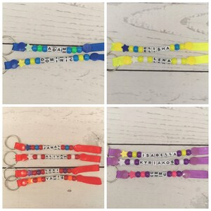 Beaded Name Keyring Personalised Keyring Letter Beads Teacher Gift ...