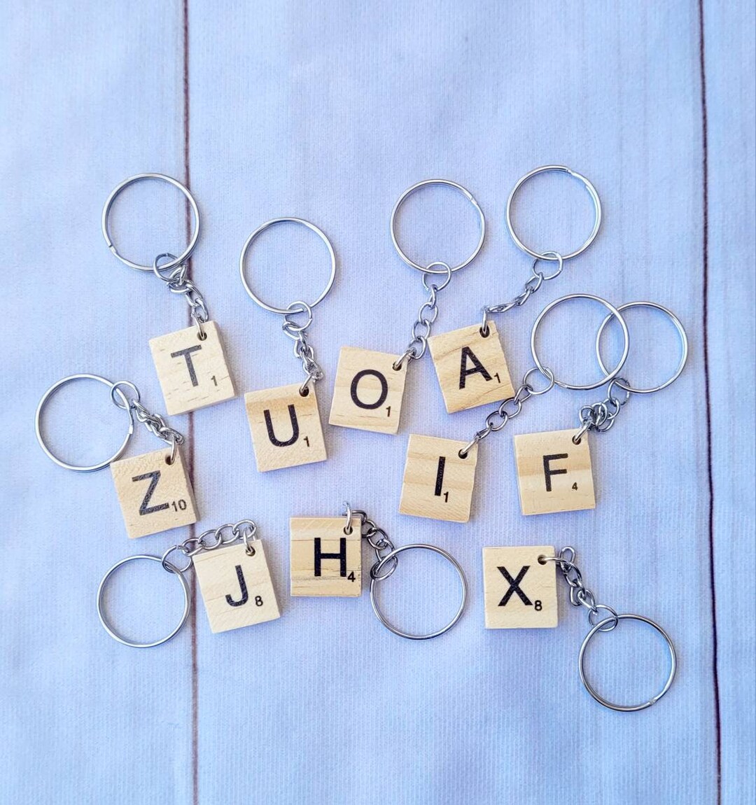 Scrabble Tile Keyrings, Alphabet Initial Keyrings Made With Wooden ...