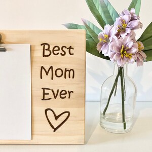 Best Mom Ever Wooden Photo Frame, Engraved Writing on Wood Picture ...