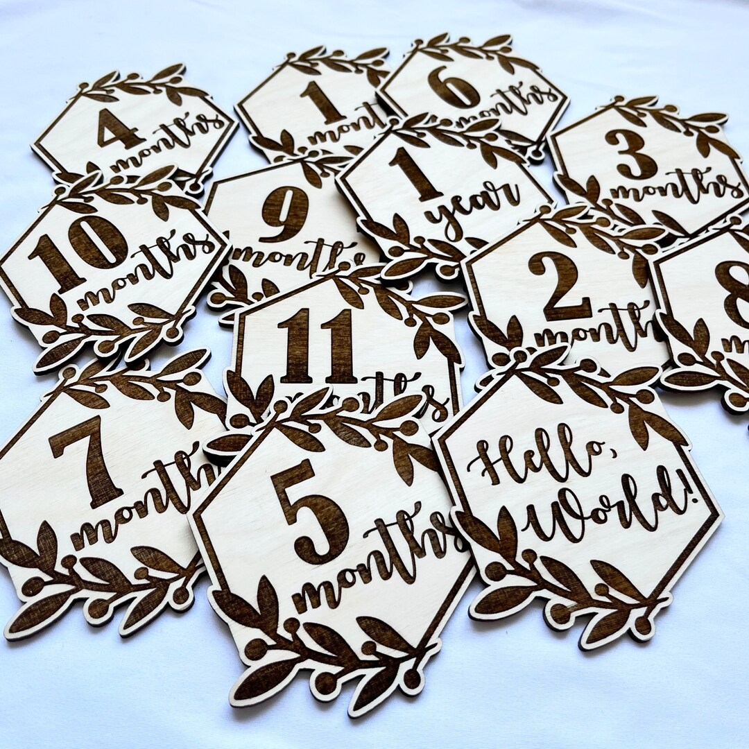 Wooden Monthly Milestone Discs, Baby Monthly Milestone Cards, Monthly ...