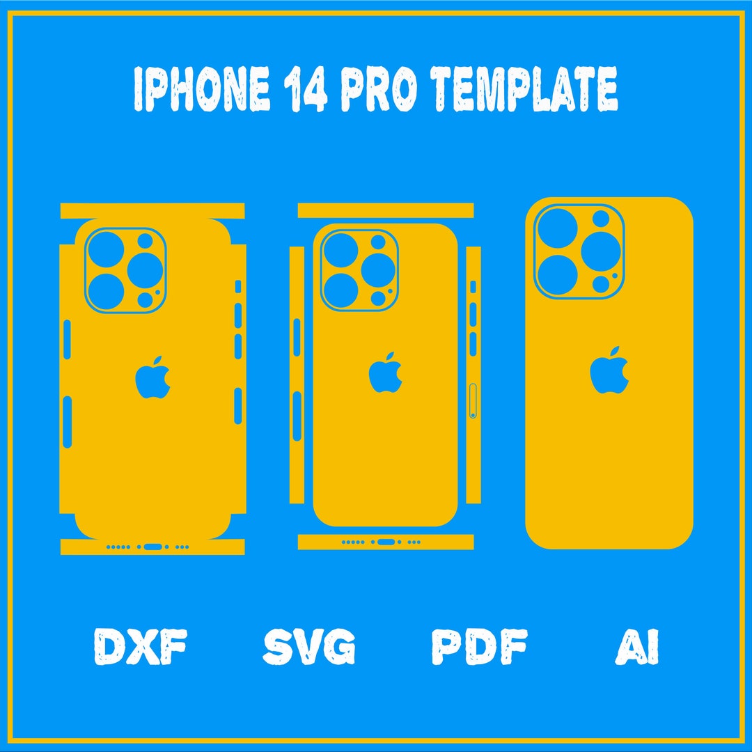Apple iPhone 14 Pro - Full Wrap Skin Cutting Template Dxf, SVG, EPS, Aİ ...