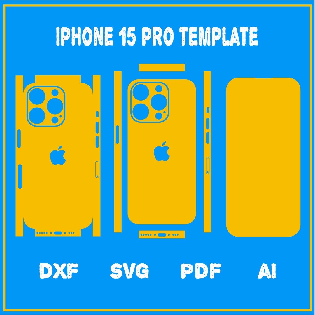 Apple iPhone 15 Pro - Full Wrap Skin Cutting Template Dxf, SVG, EPS, Aİ ...