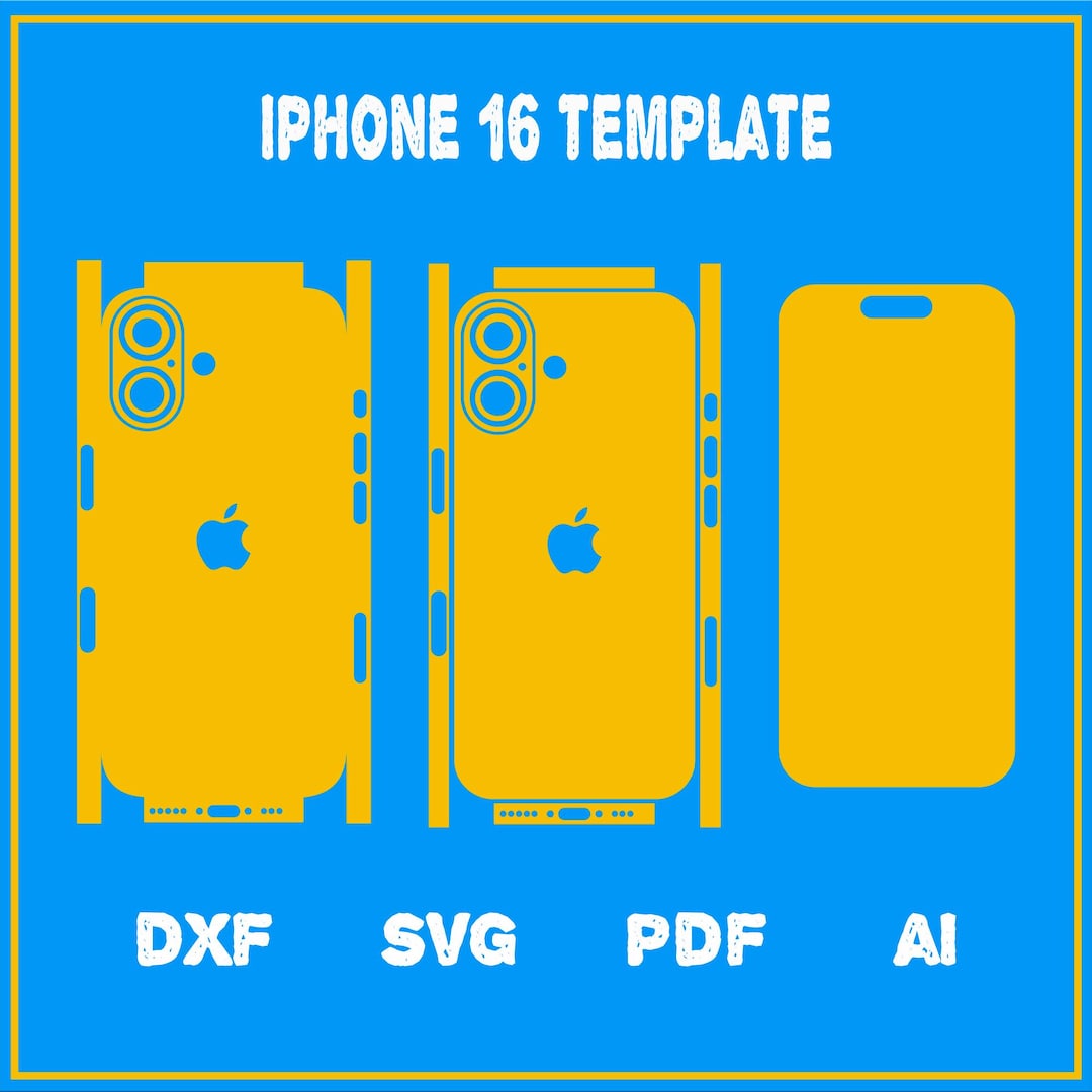 Apple iPhone 16 - Full Wrap Skin Cutting Template Dxf, SVG, EPS, Aİ ...