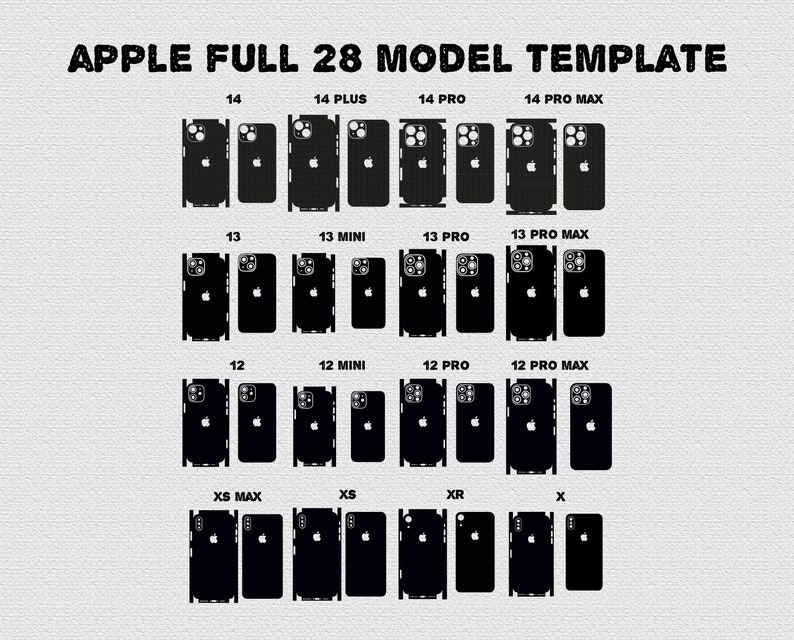 Apple iPhone Full Skin Template , Full Wrap Skin Cutting Template Dxf ...