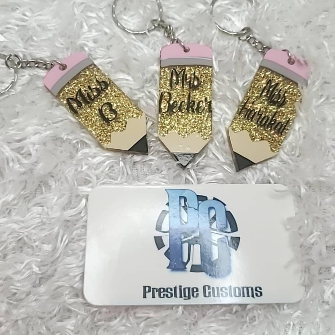 Personalized Pencil Custom Acrylic Keychain - Etsy