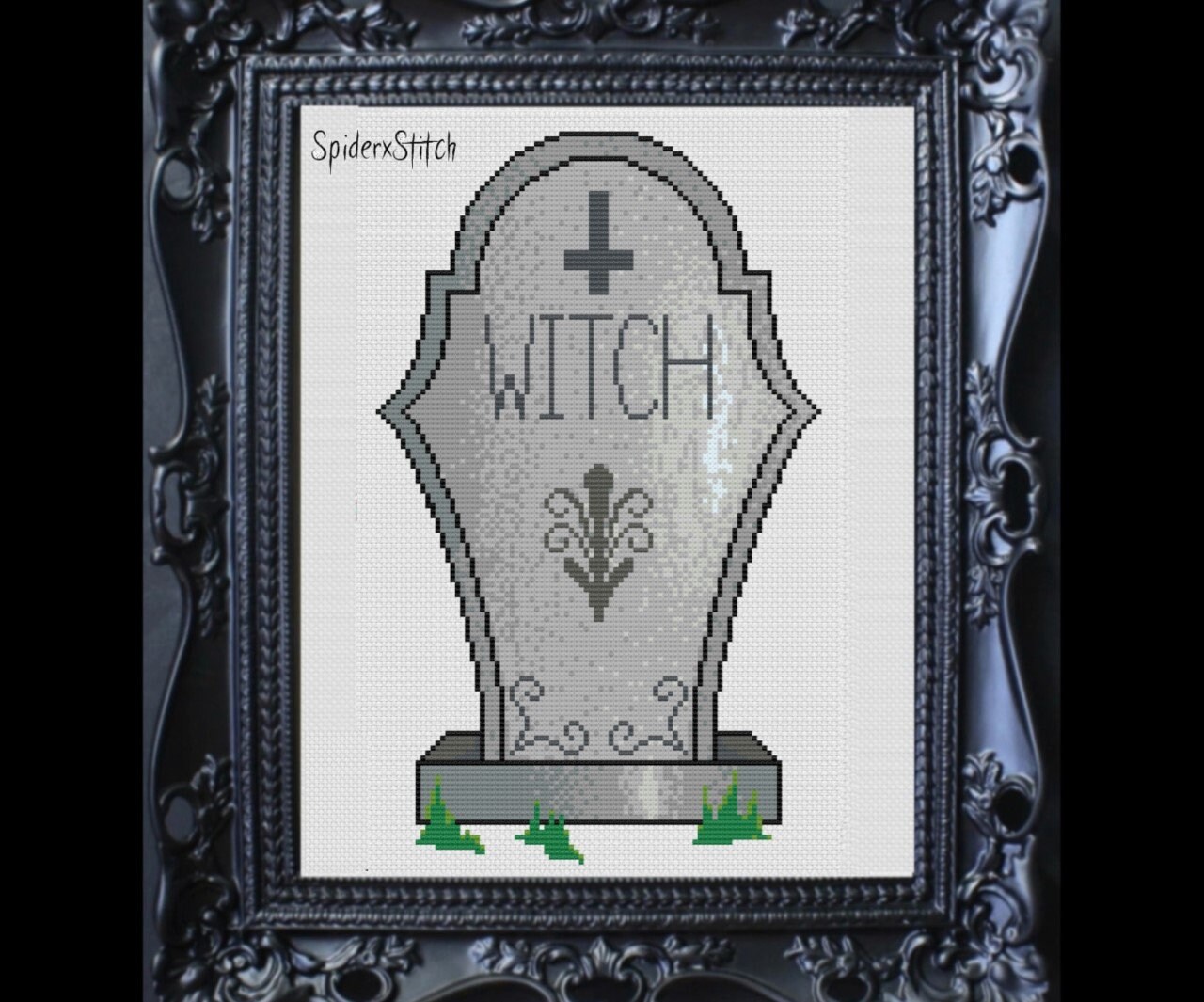 Witch Gravestone Cross Stitch Pattern PDF Goth Goth Stitch | Etsy
