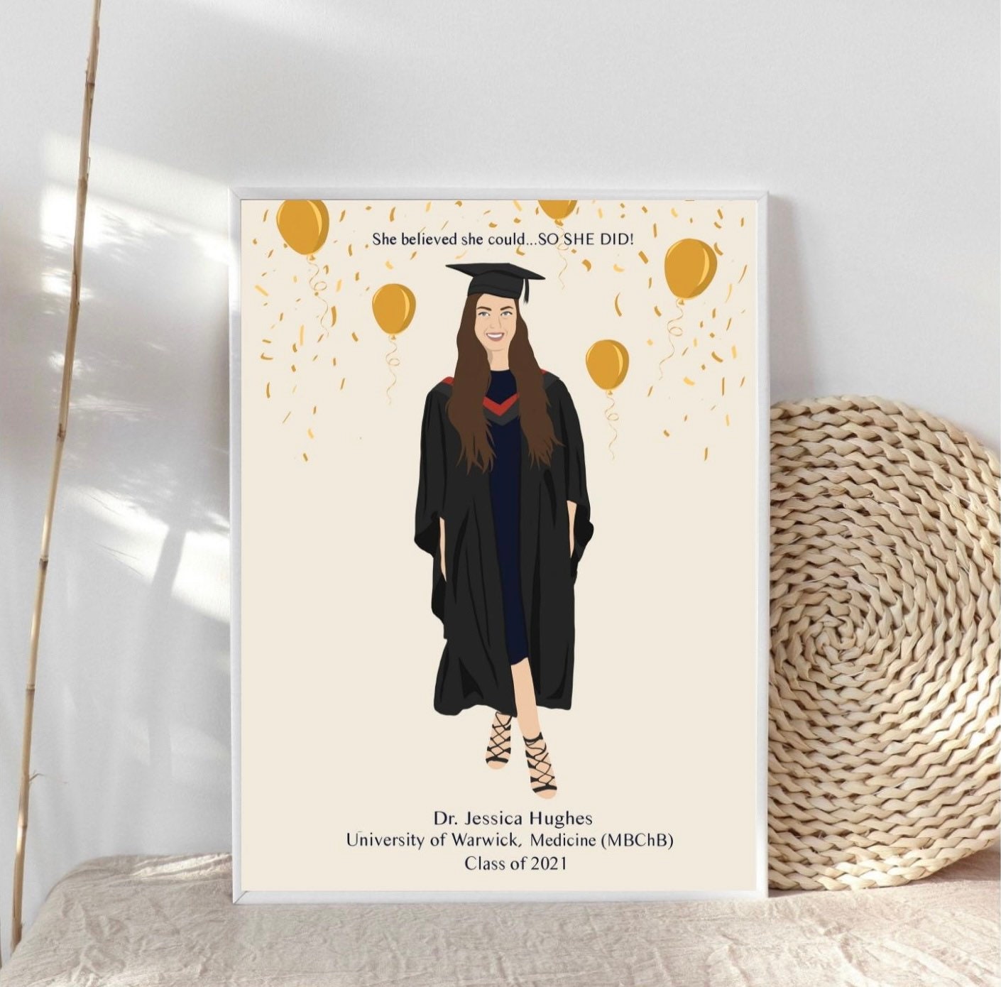 Hand Drawn Personalised Graduation Portrait Illustration/ Digital ...