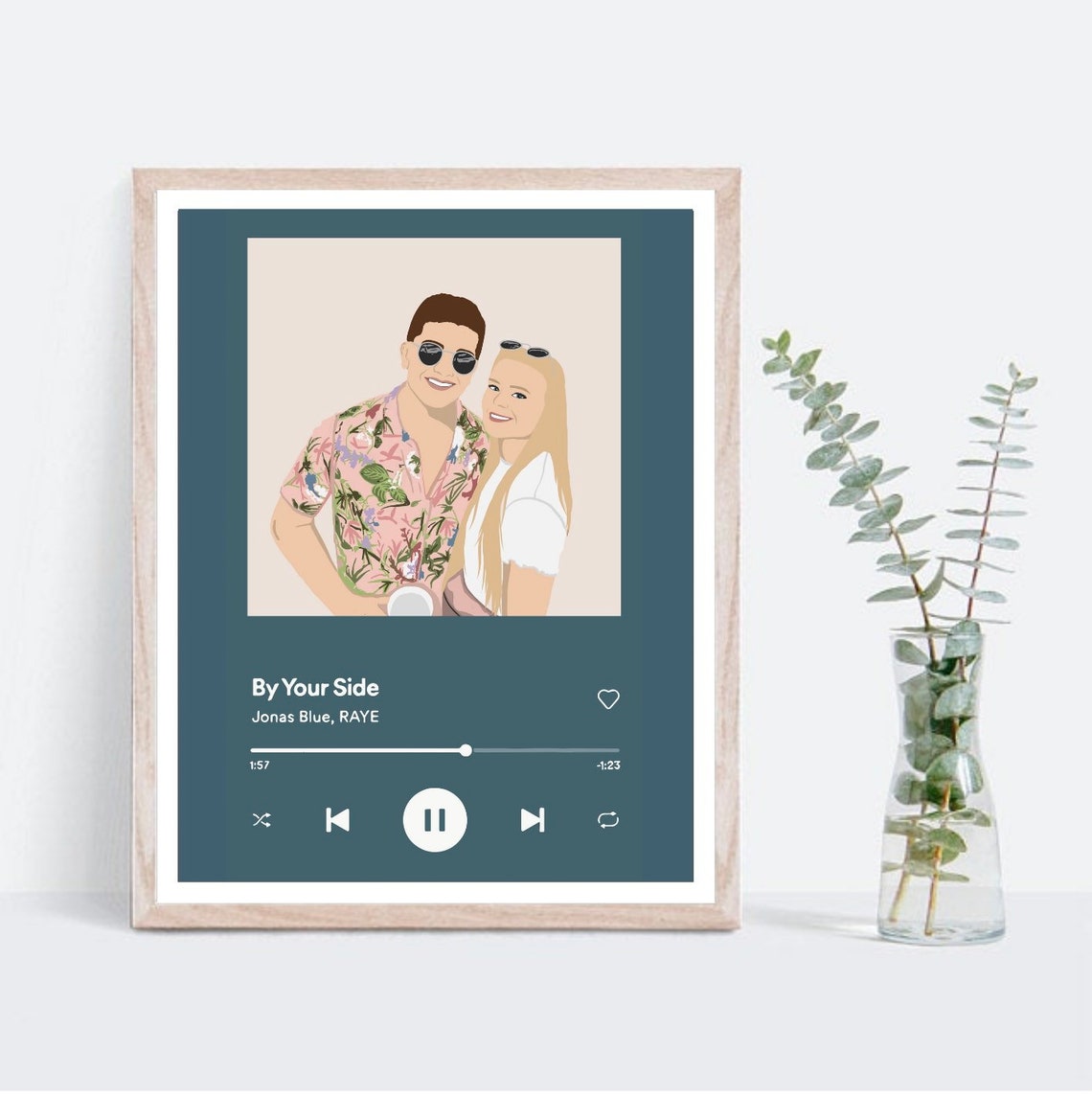 Custom drawn Spotify illustration/ Apple Music plaque drawing/ | Etsy