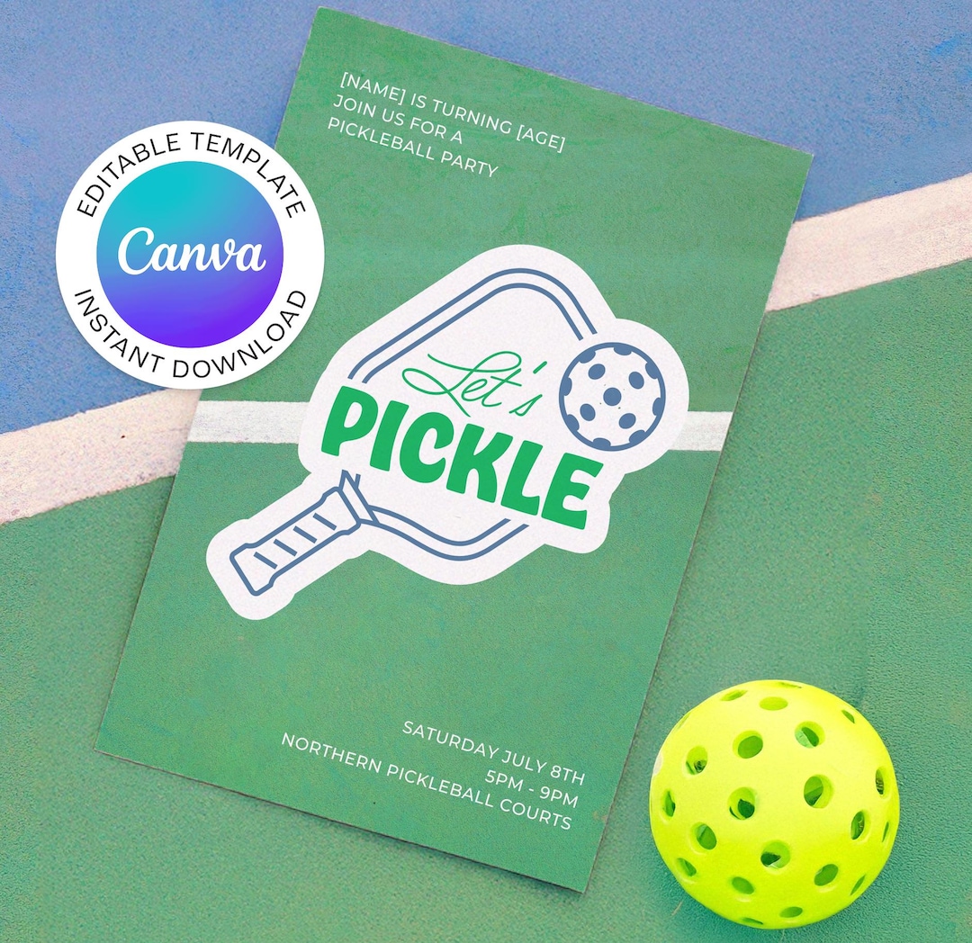 Pickleball Party Invitation Template: "let's Pickle" Canva Invite ...