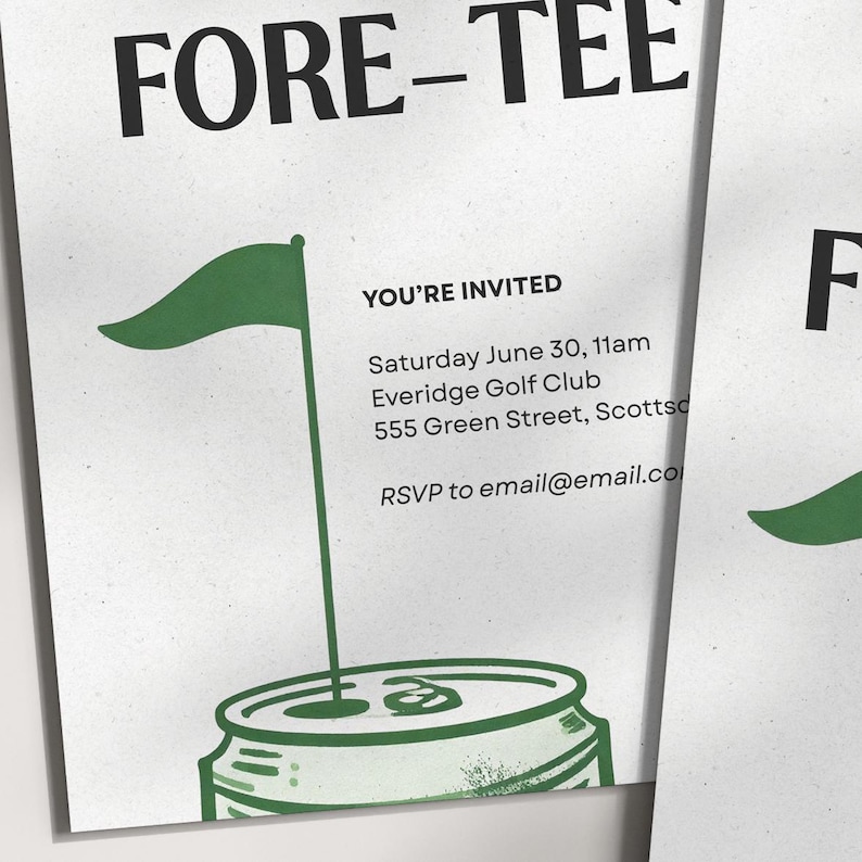 Golf Themed 40th Birthday Invite, Guys Party Invite (editable Canva ...