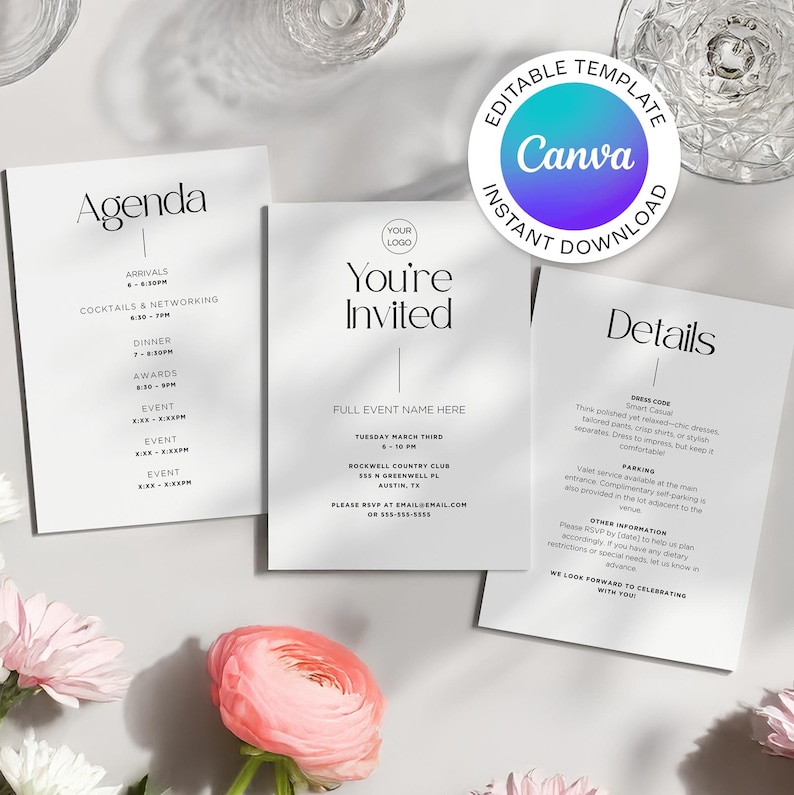 Modern Event Invitation Template | Editable Canva Download | Minimalist ...