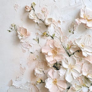 A Set of 2 Original Flower Painting Canvas Custom Floral Framed Creamy ...