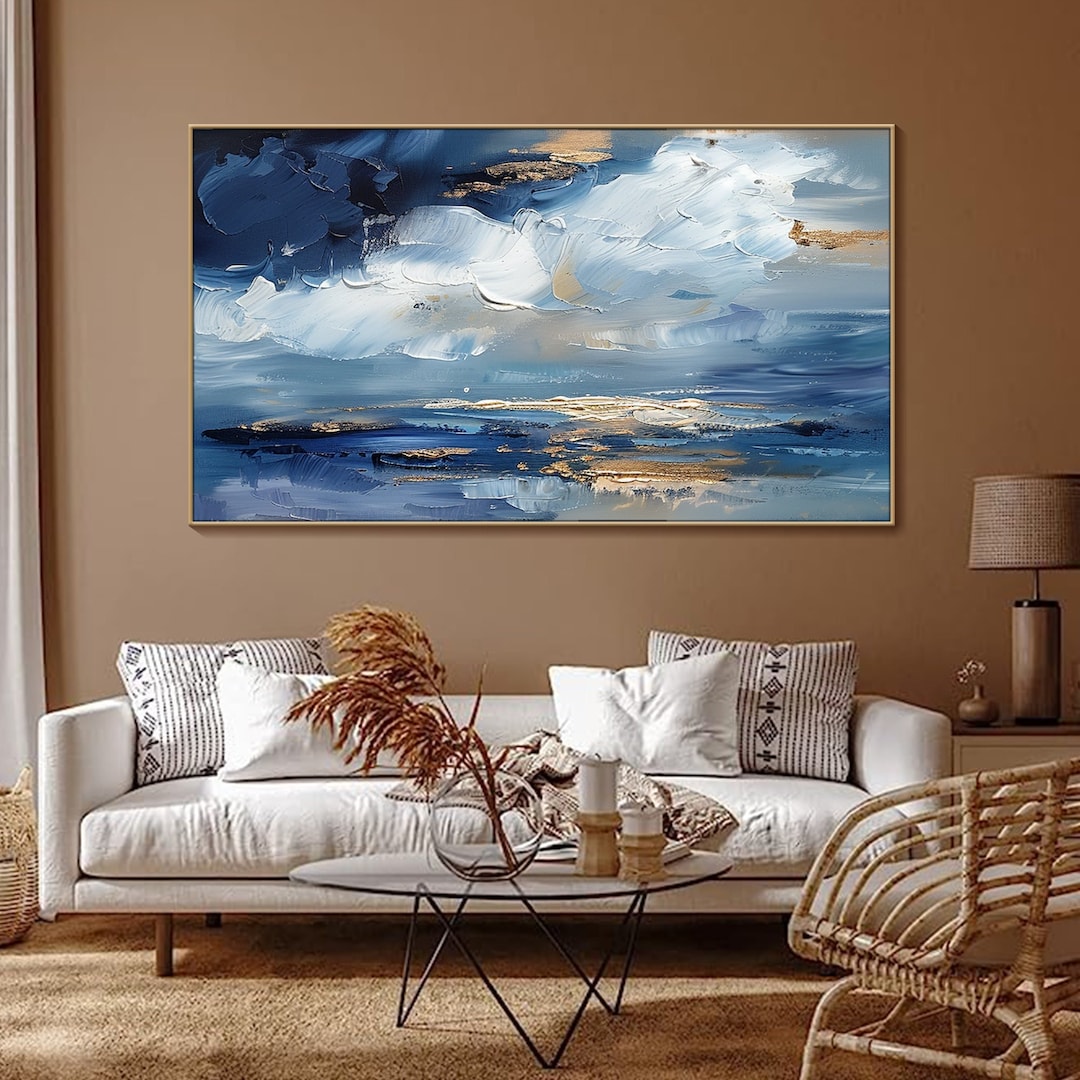 3D Frame Ocean Wave Oil Painting on Canvas Abstract Nature Blue Sea ...